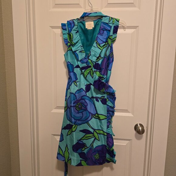 kate spade | Dresses | Kate Spade Turquoise Floral Wrap Dress | Poshmark